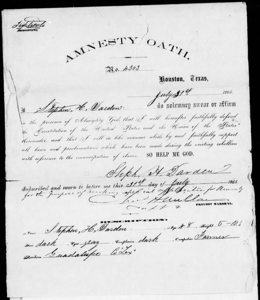 behind AotW » Blog Archive » Oath of Amnesty, Stephen H. Darden